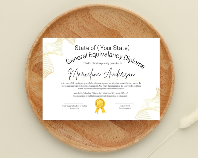 Editable Ged Diploma\ General Equivalency Diploma\ High School Diploma ...