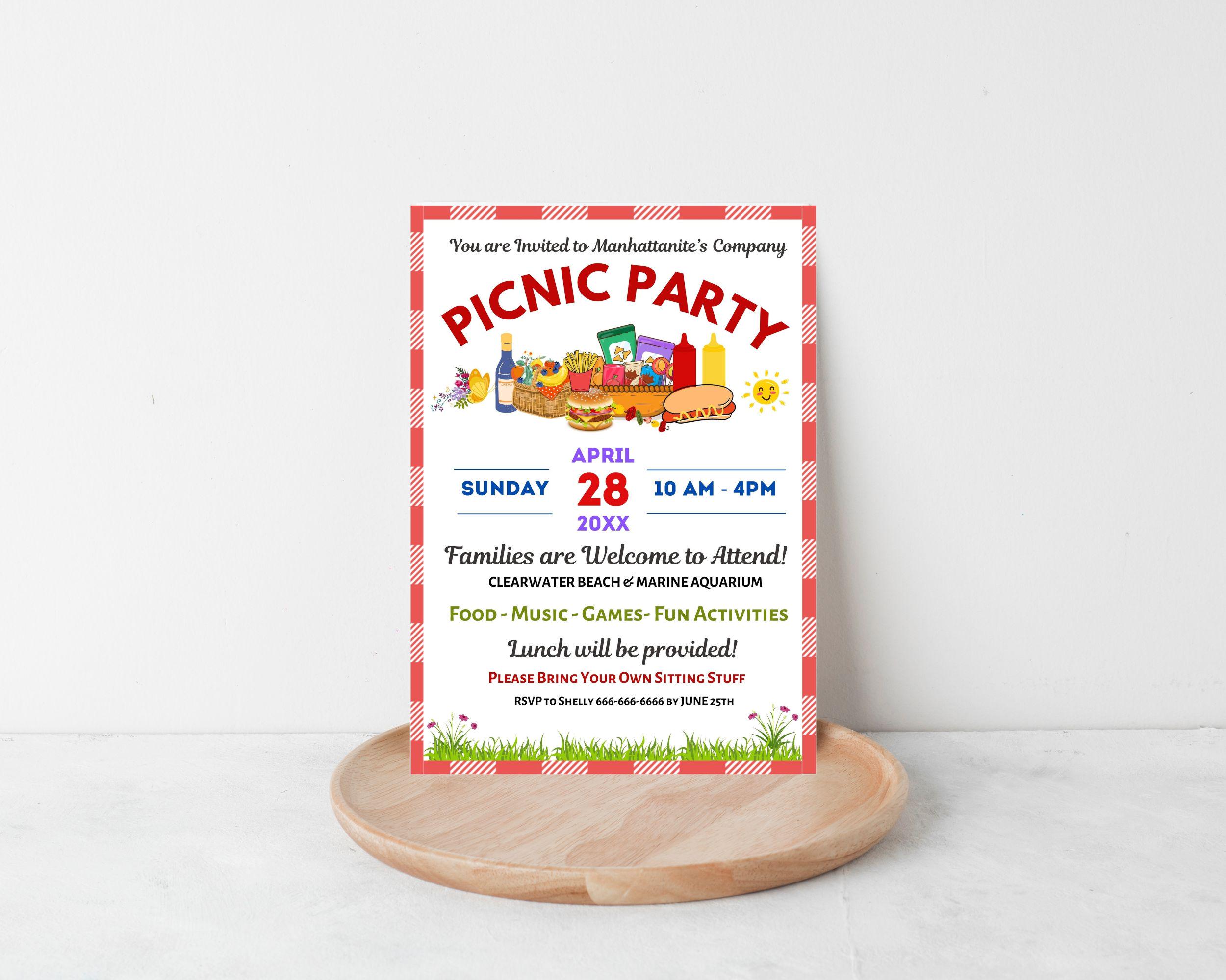 Company Picnic Flyer Editable Canva Template, Family Picnic Fundraiser ...
