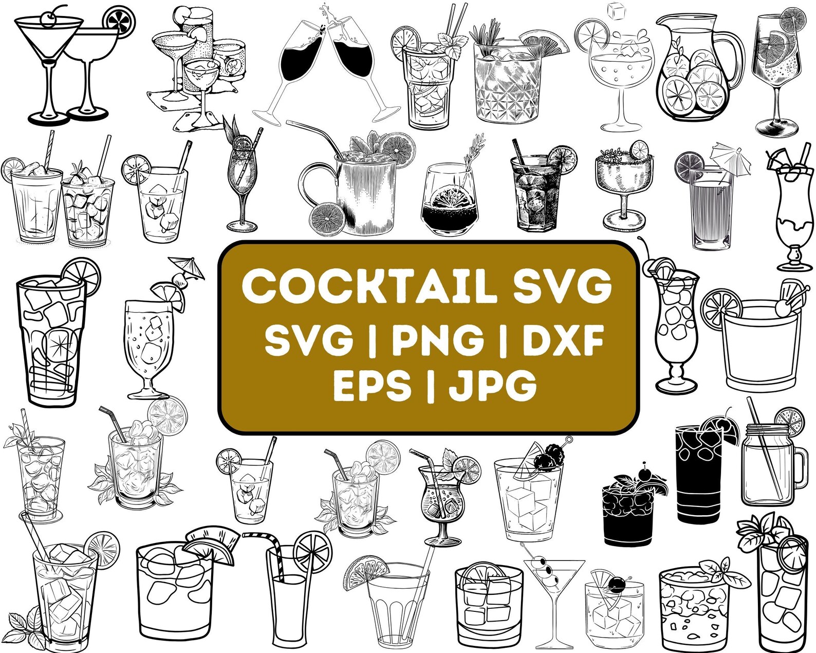 Cocktail SVG Bundle, Cocktail PNG Bundle, Cocktail Clipart, Cocktail ...