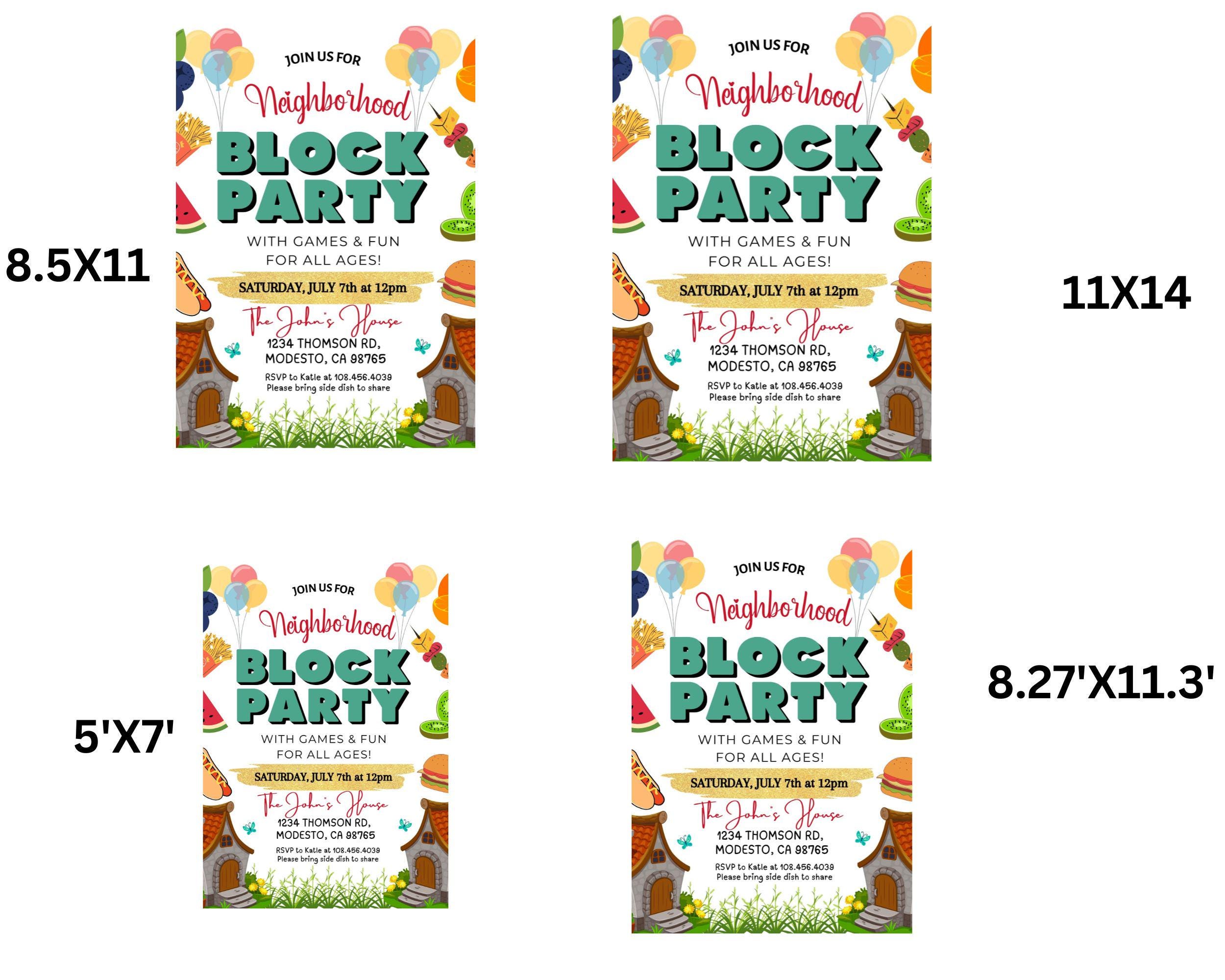 Block Party Flyer Template, Editable Neighborhood Block Party Invite ...