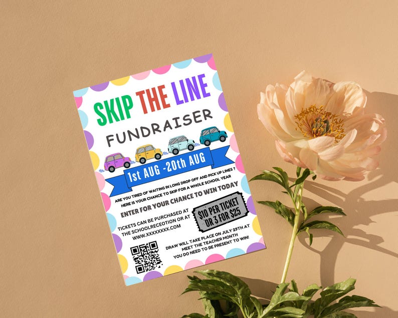 Skip the Line Fundraiser Flyer Template: School PTO PTA (editable Canva ...
