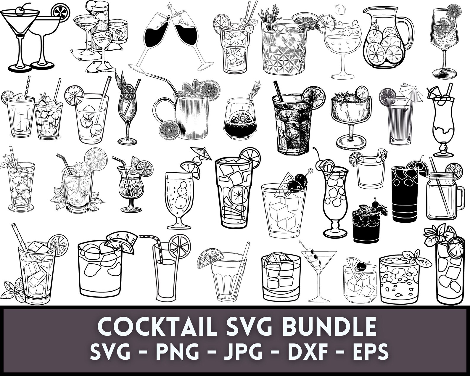 Cocktail SVG Bundle, Cocktail PNG Bundle, Cocktail Clipart, Cocktail ...