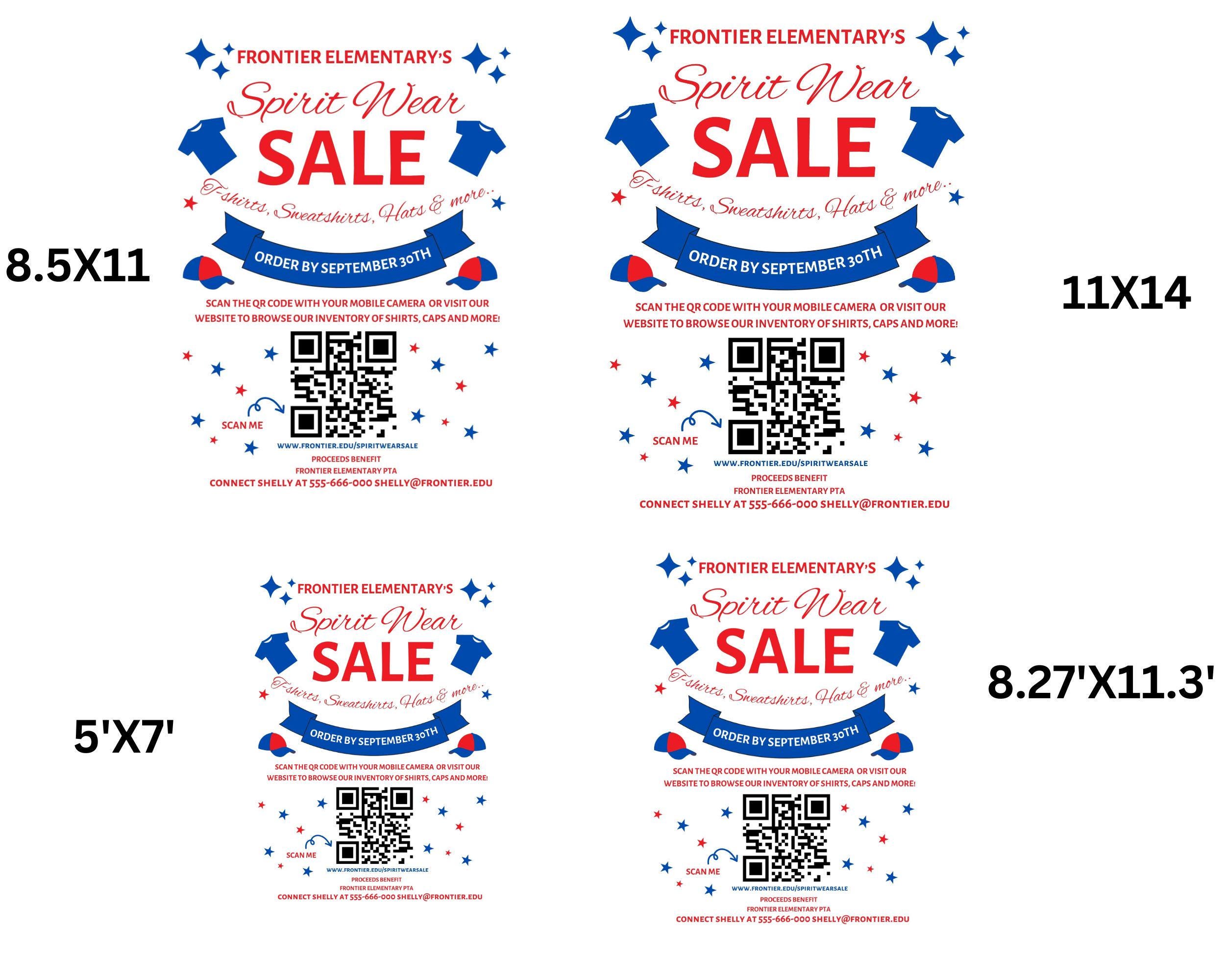 School Spirit Wear Sale Flyer Template, Editable School Clothing Sale ...