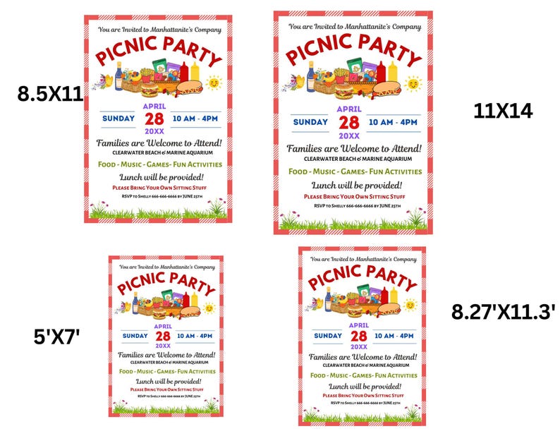 Company Picnic Flyer Editable Canva Template, Family Picnic Fundraiser ...