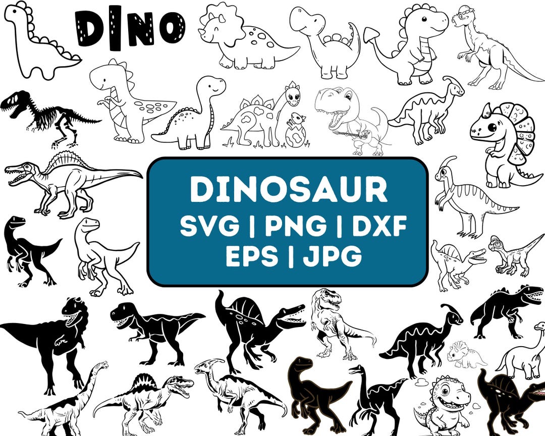 Dinosaur SVG Bundle: Clipart, Cut Files for Cricut (digital Download ...