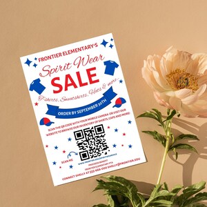 School Spirit Wear Sale Flyer Template, Editable School Clothing Sale ...