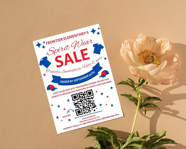School Spirit Wear Sale Flyer Template, Editable School Clothing Sale ...