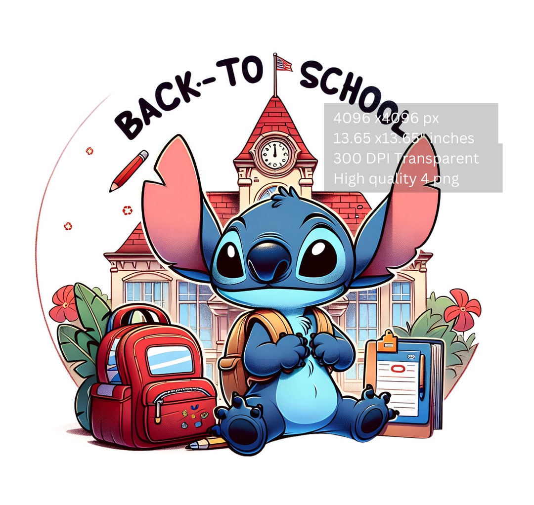 4 PNG Stitch Back To School Splash Png y acuarela Diseño digital ...