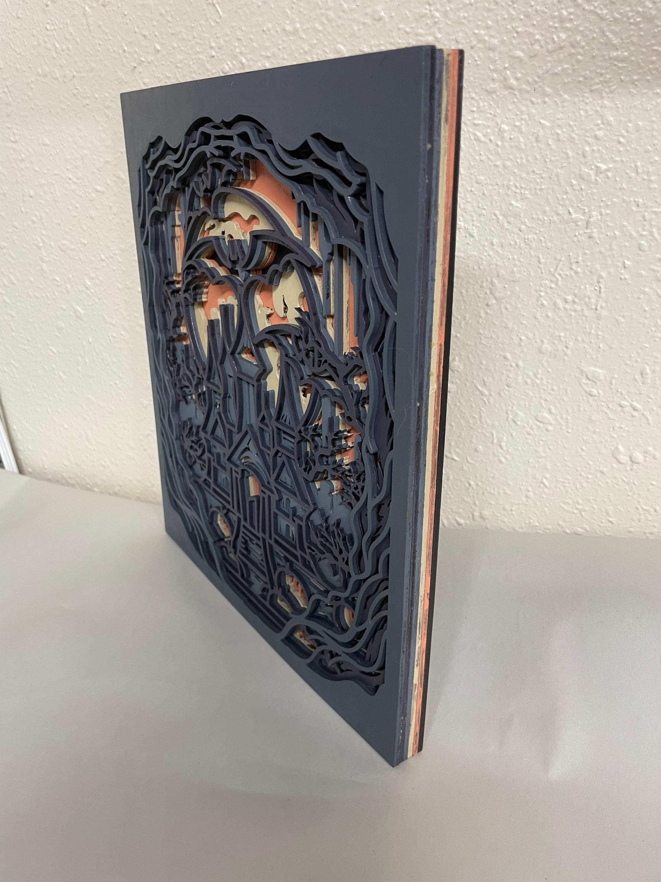 Spooky Haunted House Wooden Artwork Panel - Etsy