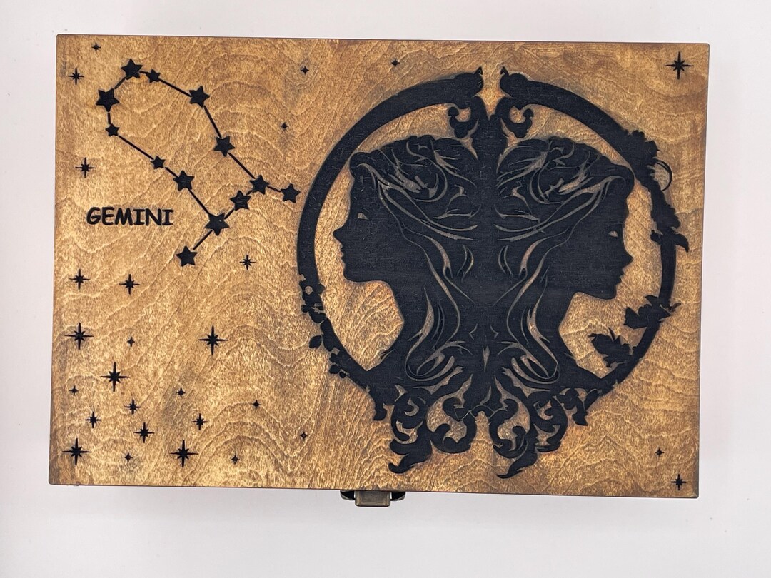 Gemini Wooden Zodiac Gift Box - Etsy