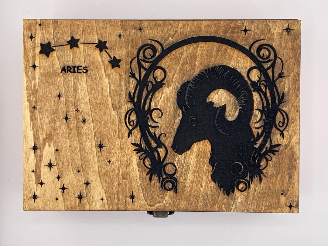 Aries Wooden Zodiac Gift Box - Etsy
