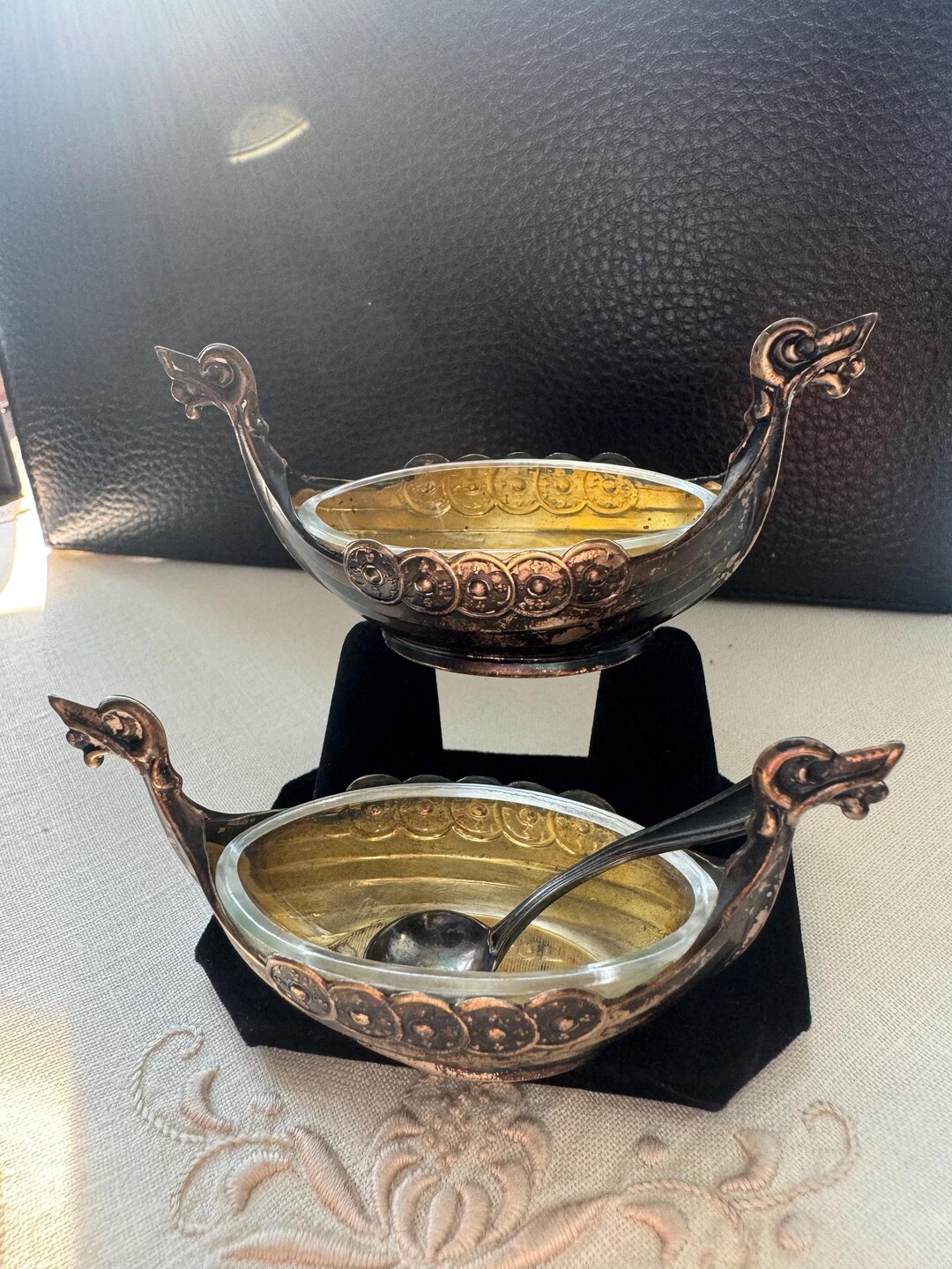 Set of Two Sterling Silver 830S Viking Ship Salt Cellar - Etsy