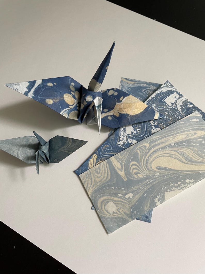 Indigo Hand Marbled Japanese Paper Samples - Etsy