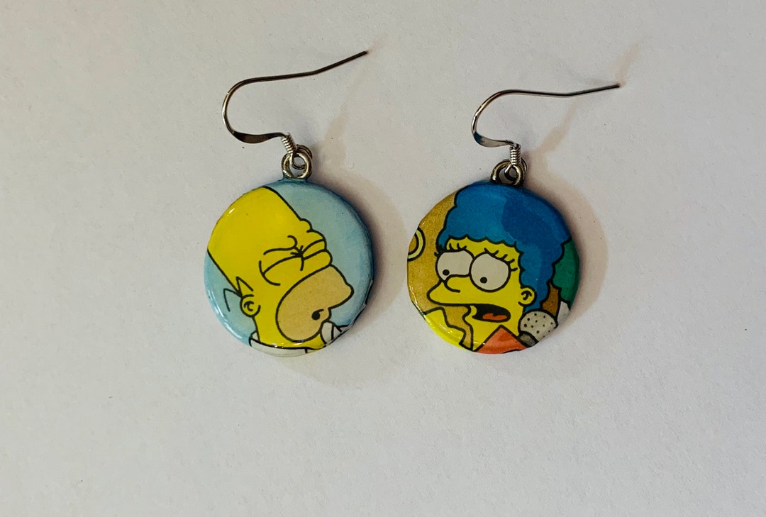 Recycled Comic SIMPSONS Earrings Homer & Marg - Etsy
