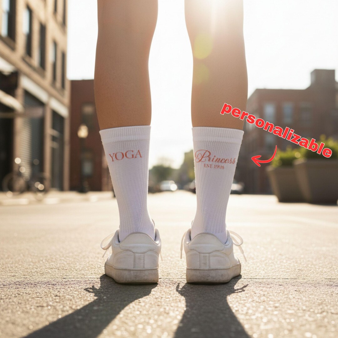 Personalized Yoga Socks, Aesthetic Sublimation Socks, Minimal Aesthetic ...