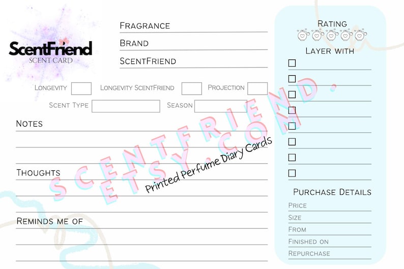 Set of 15 Perfume Journal Cards | Fragrance Planner | 4x6” Scent Diary ...