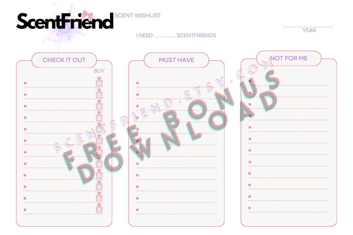 Printable Fragrance Journal: Scentcard & Wishlist (digital Download) - Etsy