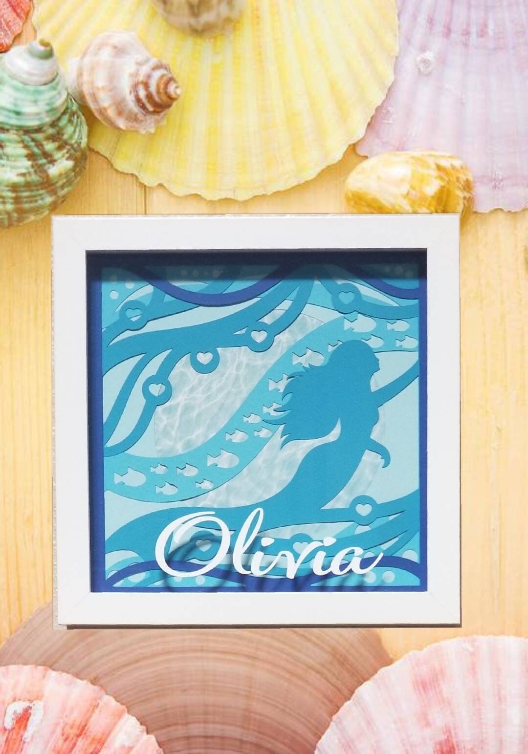 PERSONALIZED Mermaid Swimming Shadowbox 9x9 White | Etsy