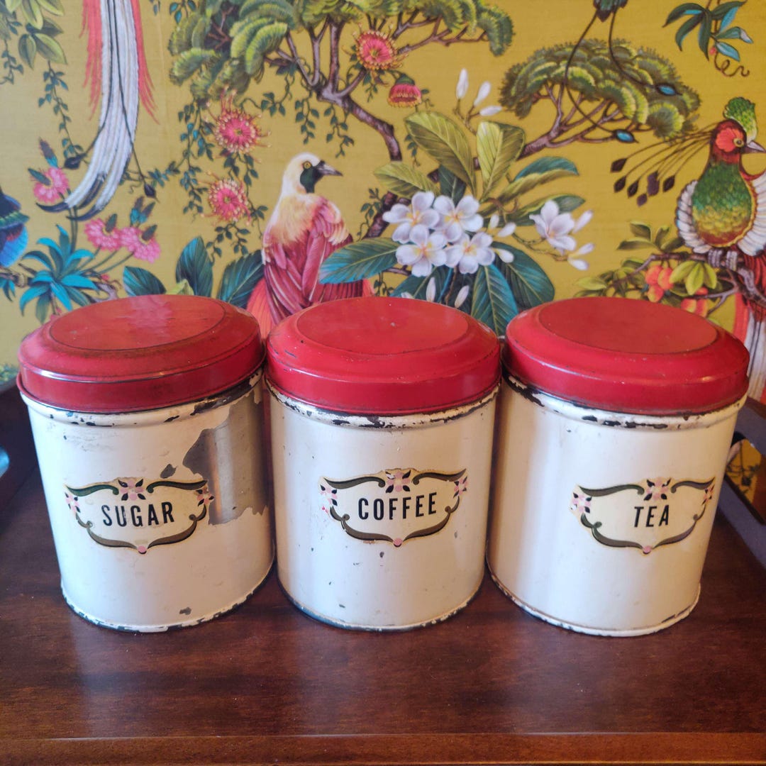 Vintage 1950s Tala Sugar /tea and Coffee Enamel Tins - Etsy