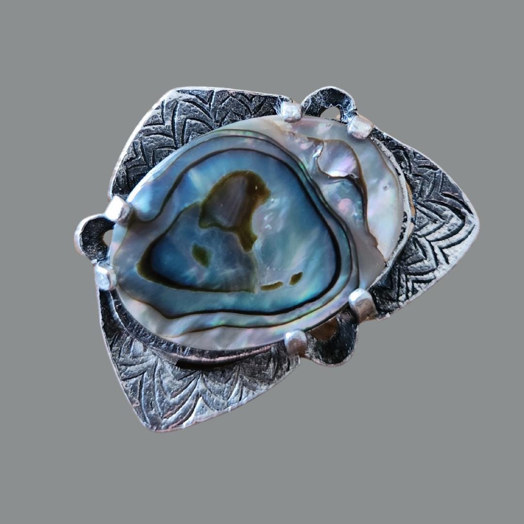 Vintage Abalone Shell Brooch 1960s–70s Artisan Style - Etsy