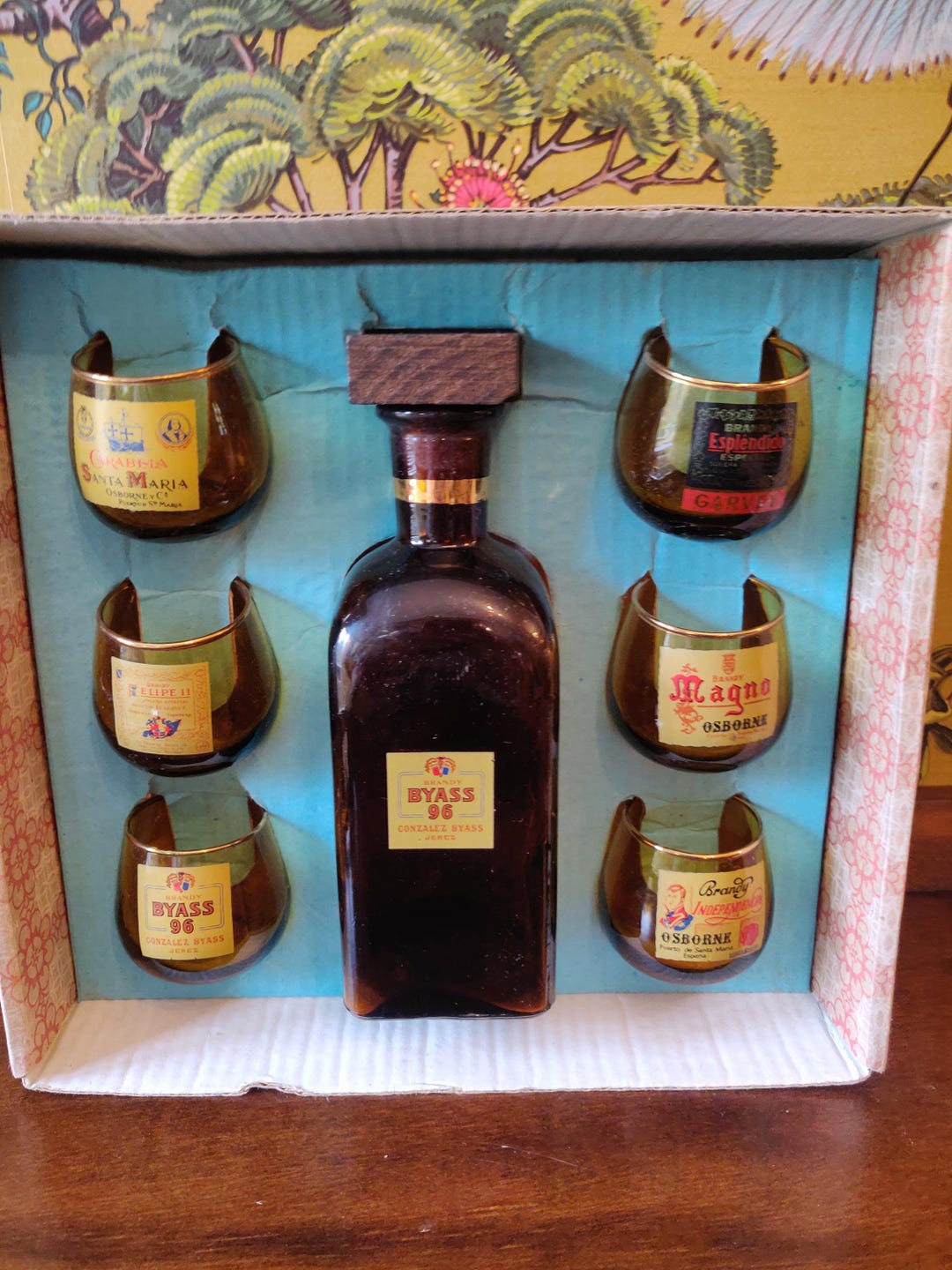 Vintage Bypass 96 Brandy Bottle With Six Original Glasses and Original ...