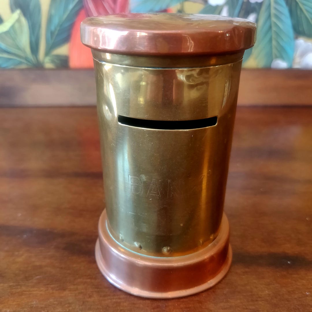 Vintage Trench Art Style Copper and Brass Hand Made Money Box Post Box ...