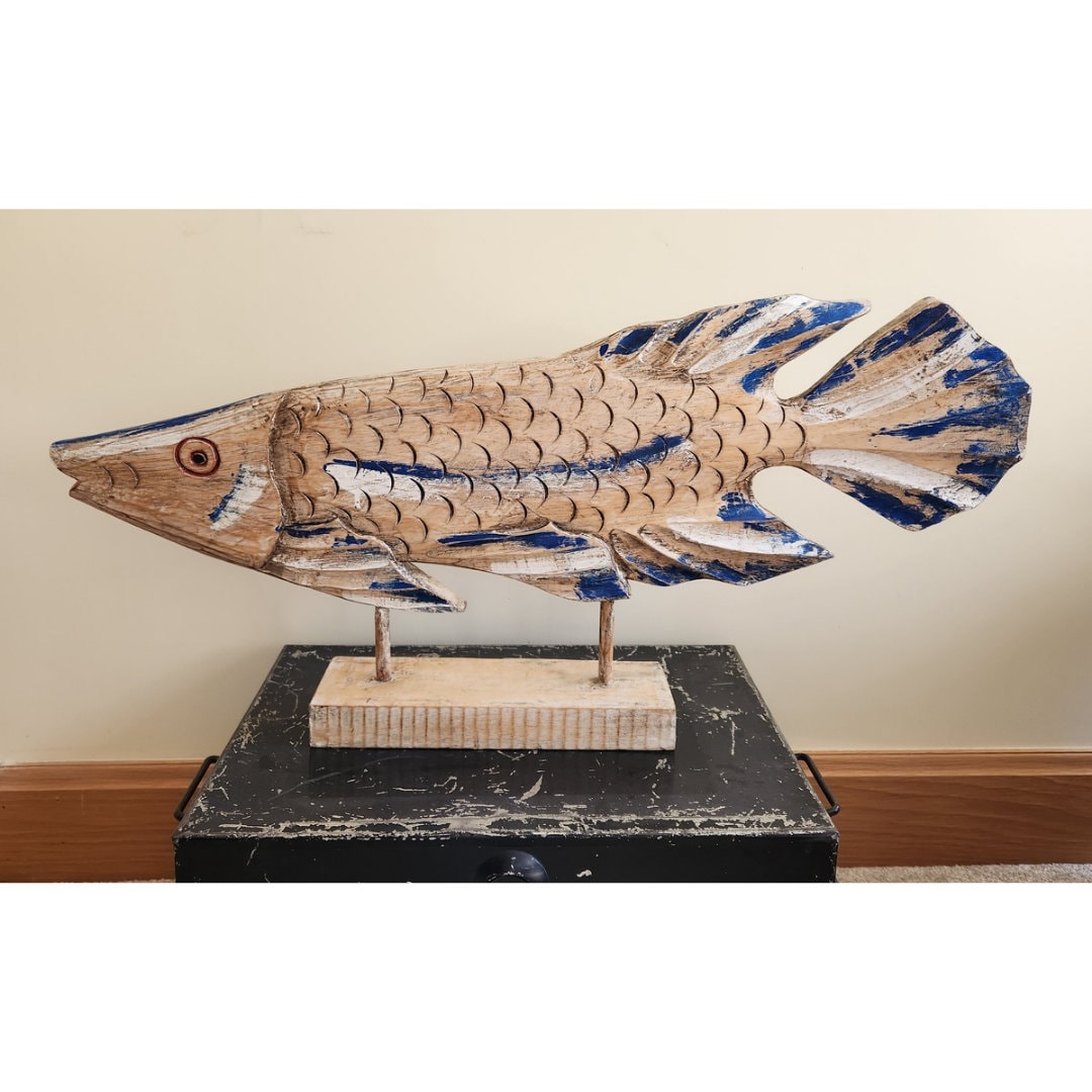 Indonesian Hand Carved and Painted Large Fish Sculpture - Etsy
