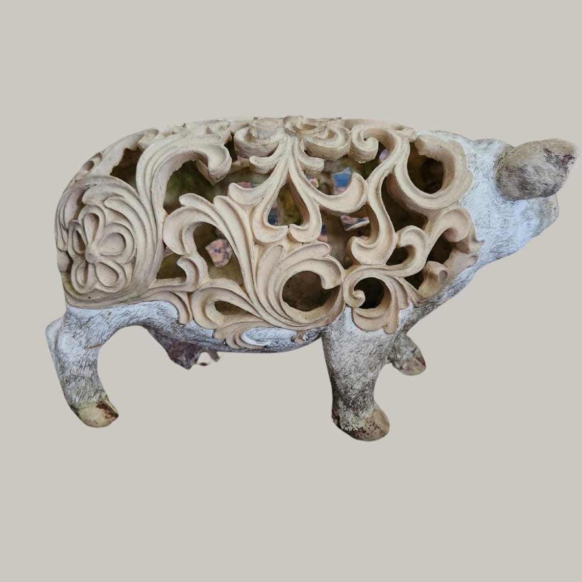 Vintage Hand-carved Wooden Pig Sculpture (mid-20th Century) - Etsy