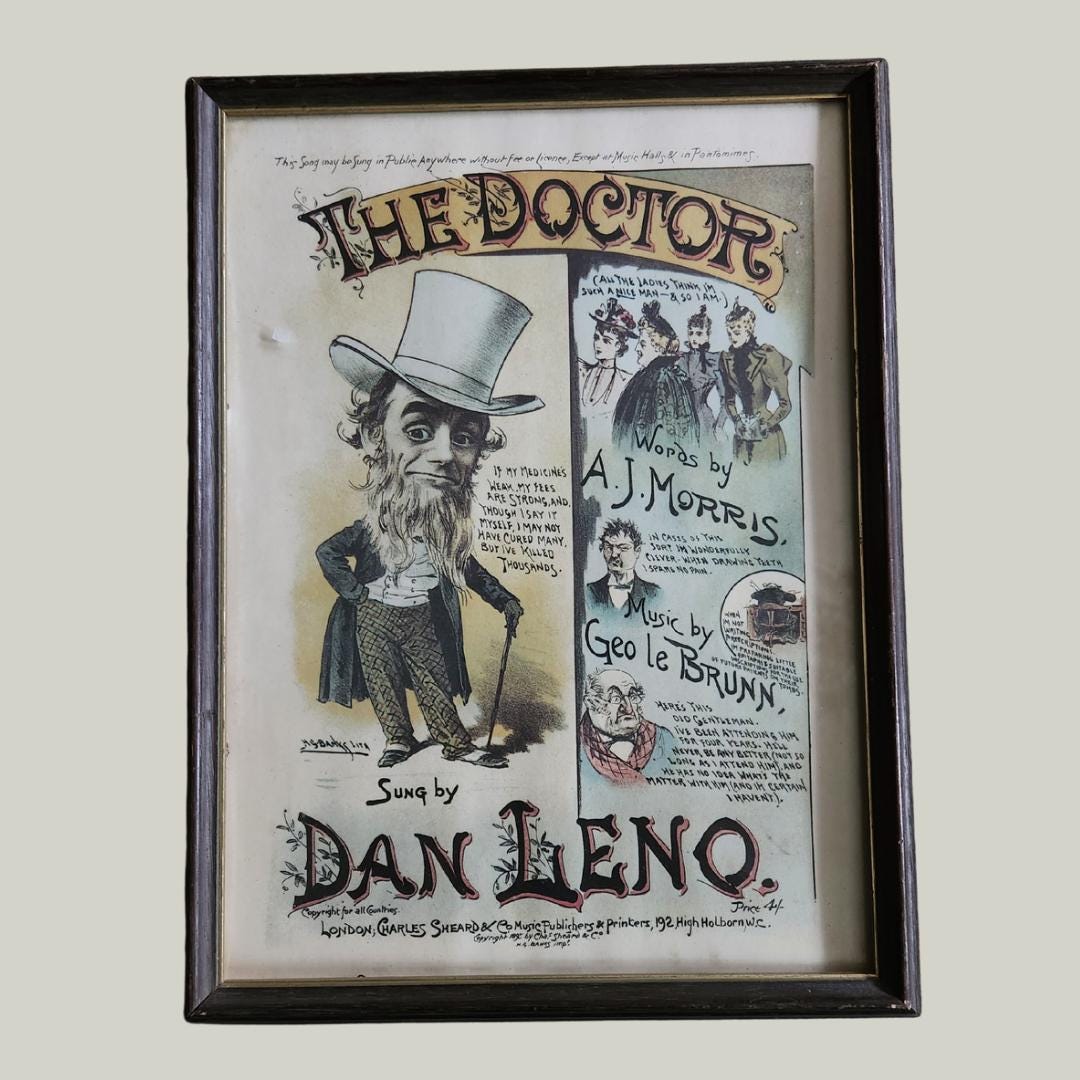 Victorian Music Hall Sheet Music the Doctor, Sung by Dan Leno (c.1890s ...