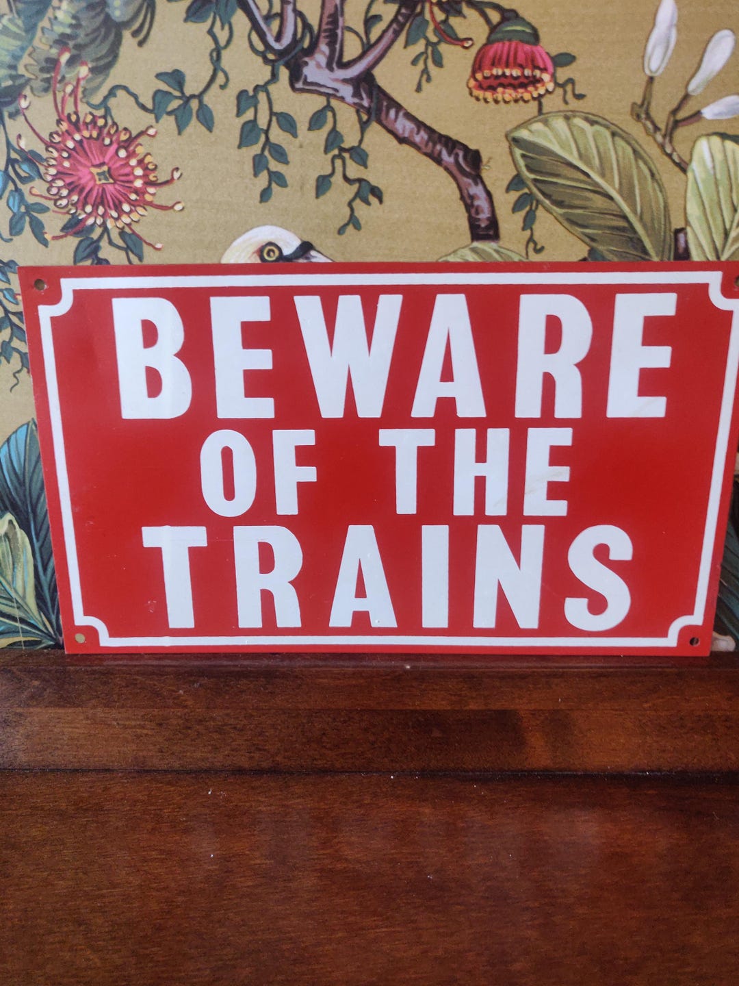 Metal Beware of the Trains Sign - Etsy