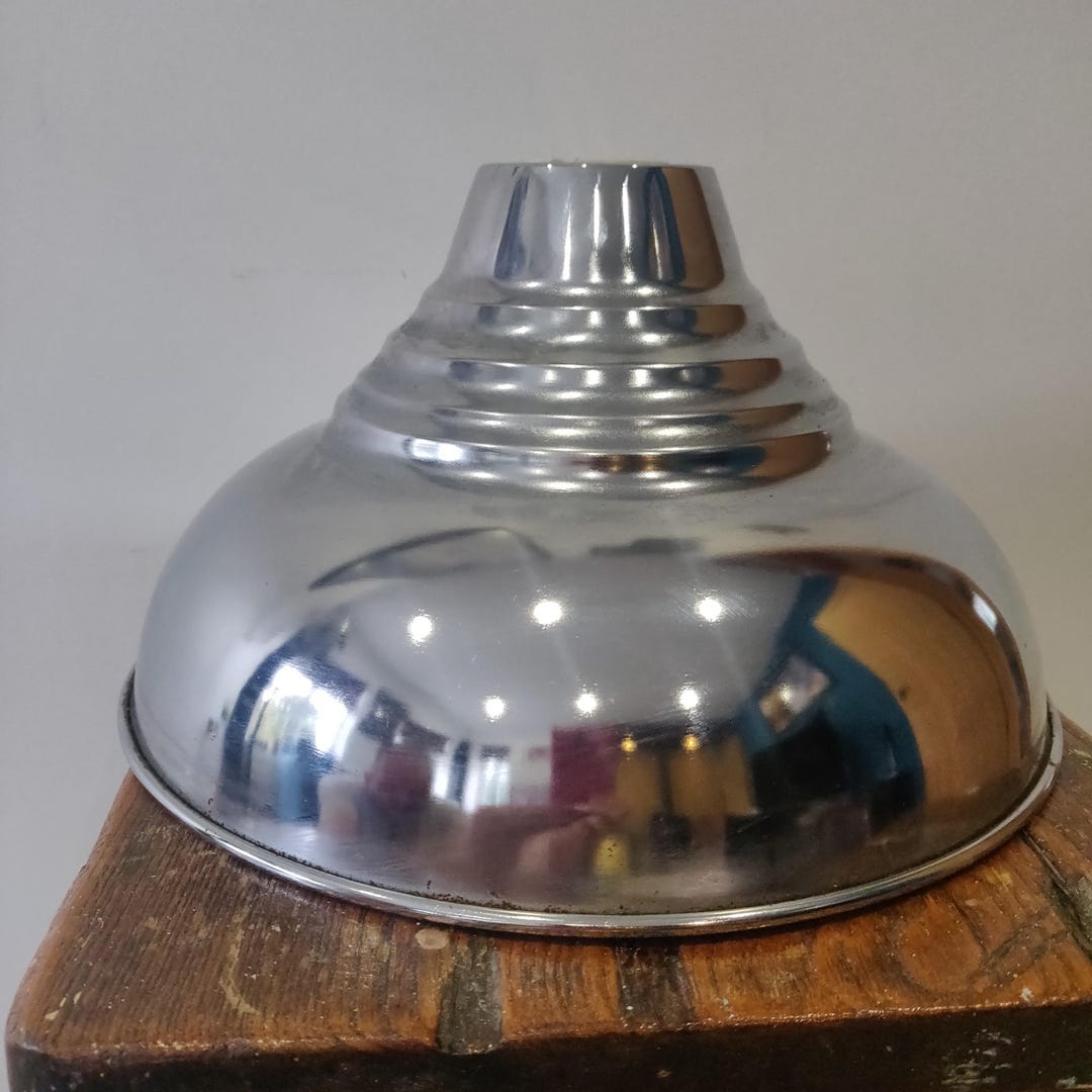 Vintage Unusual Chrome and White Enamel Lamp Shade - Etsy