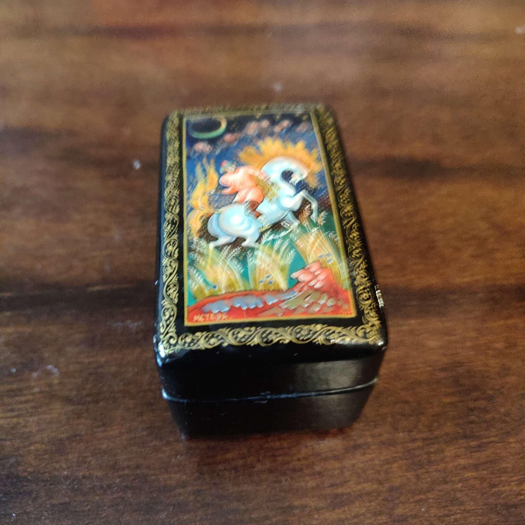 Vintage 1970s Small Russian Paper-mache Trinket Box - Etsy