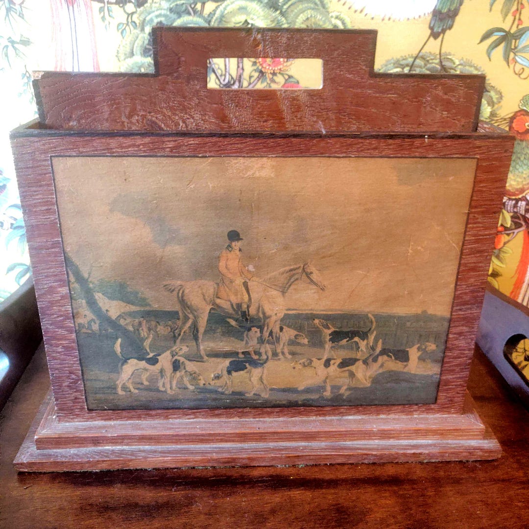Antique Art Deco Pine Magazine Rack Showing a Hunting Scene - Etsy