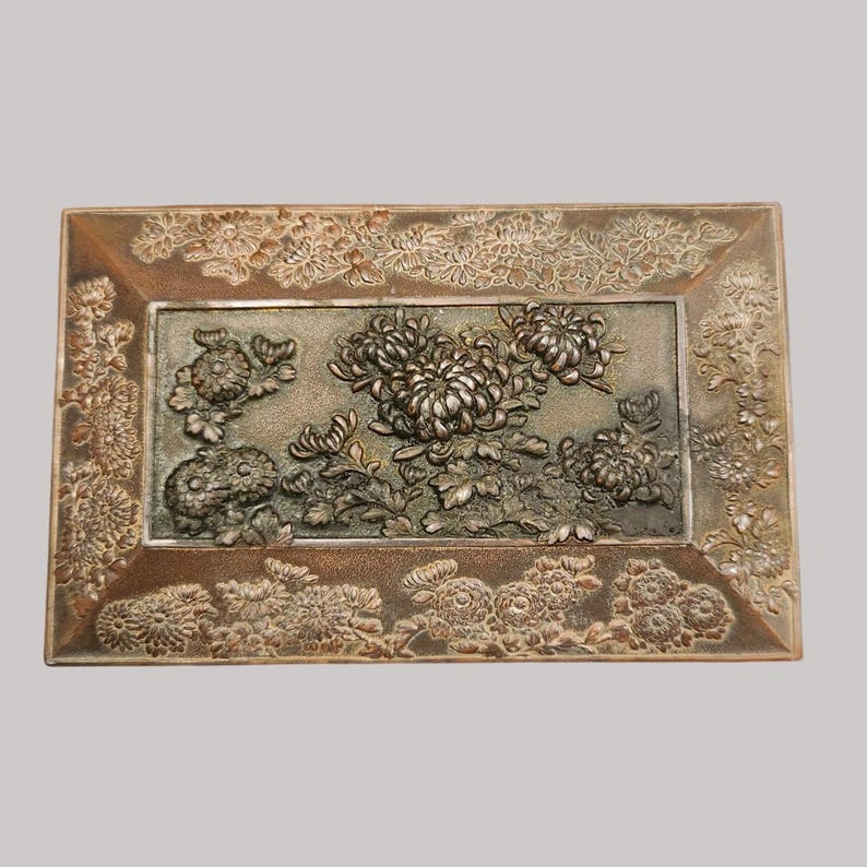 Antique Japanese Antimony Box With Floral & Landscape Motif - Etsy