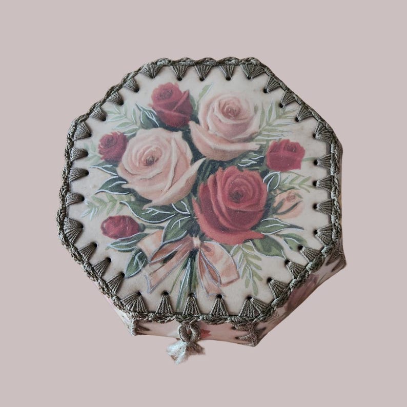 Handcrafted Vintage Fabric Box With Floral and Christmas Scenes - Etsy