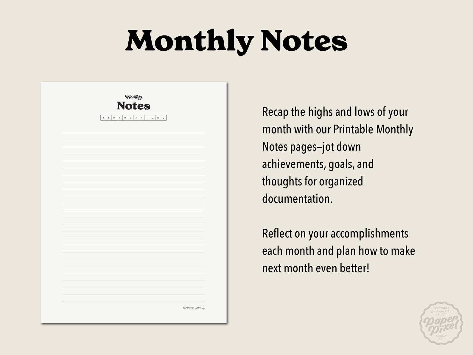 Printable Monthly Notes, Task Tracker, Printable Planner, Daily Planner ...