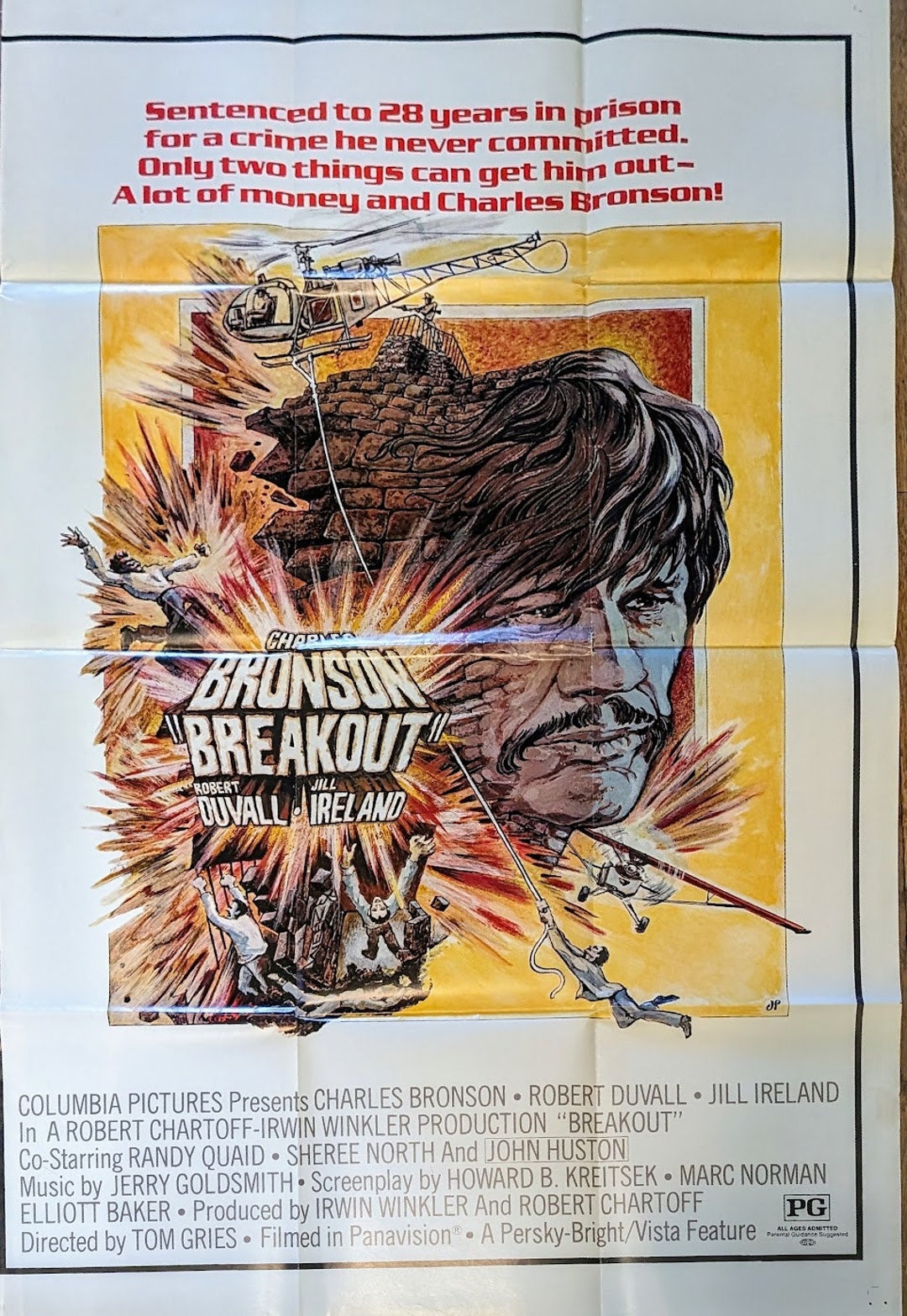 1975 Breakout Folded Movie Poster Charles Bronson Jill Ireland - Etsy