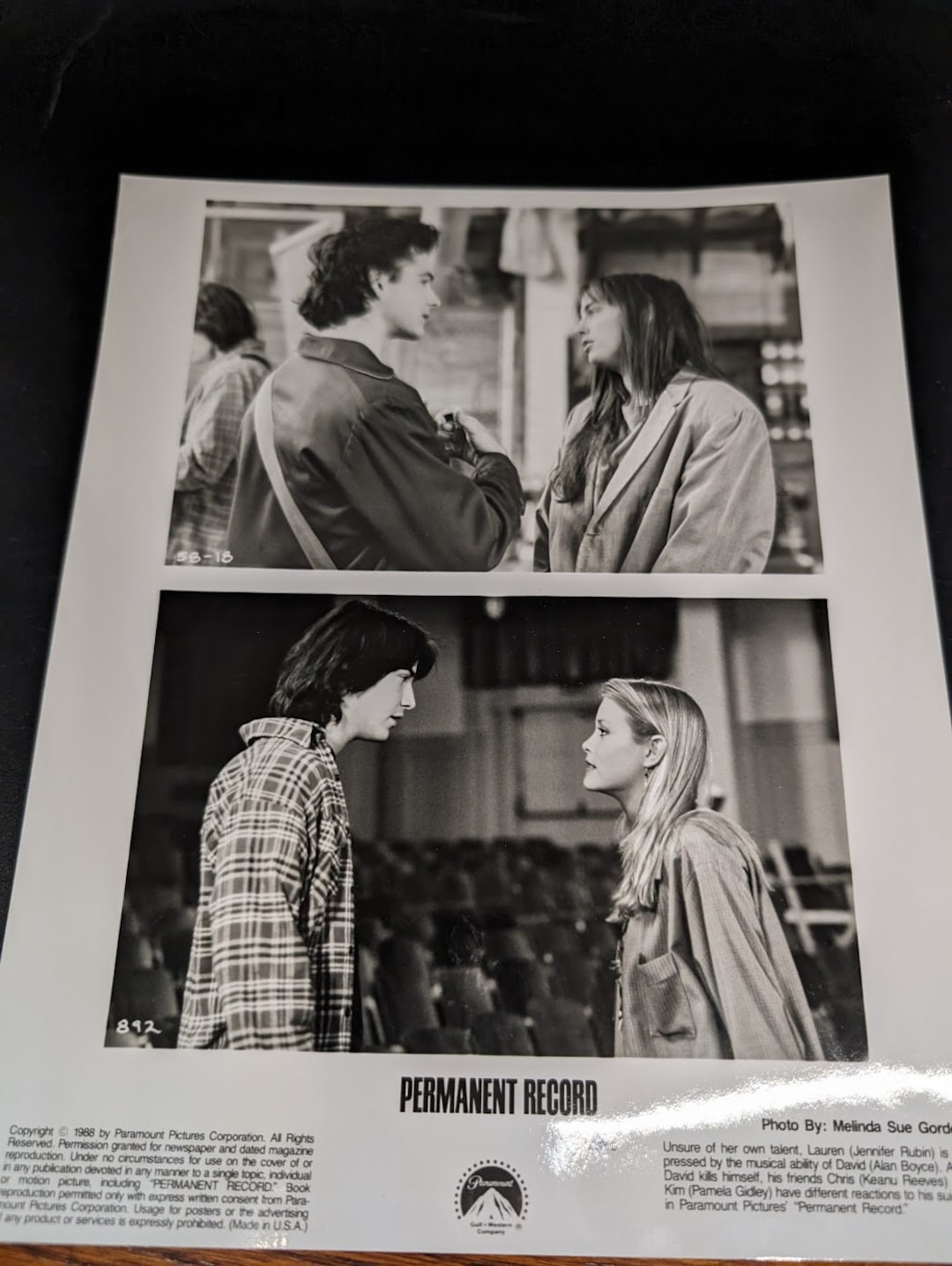 Original Permanent Record Movie Photo Keanu Reeves Jennifer Rubin Alan ...