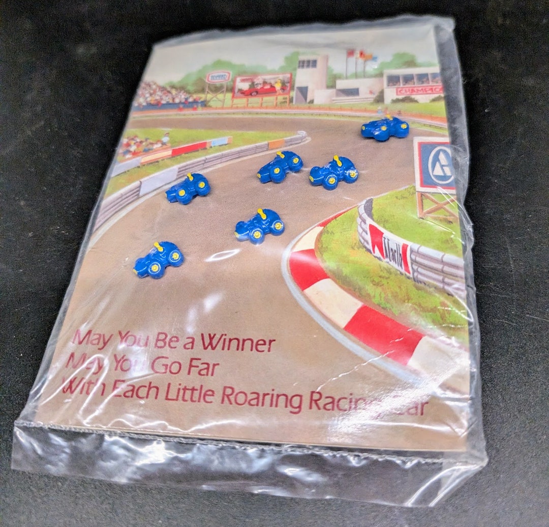 Vintage Avon 6 Blue Racing Car Buttons - Roaring Racing Car - Still in ...