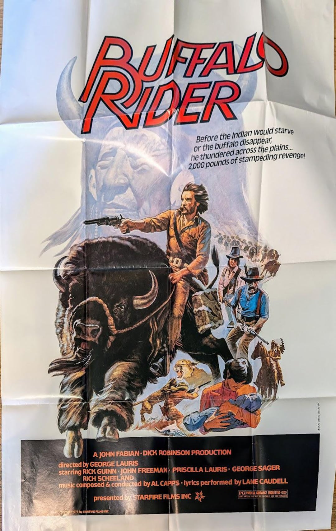 Original Buffalo Rider Movie Poster 1977 -jarvis Artwork - Nick Guinn ...