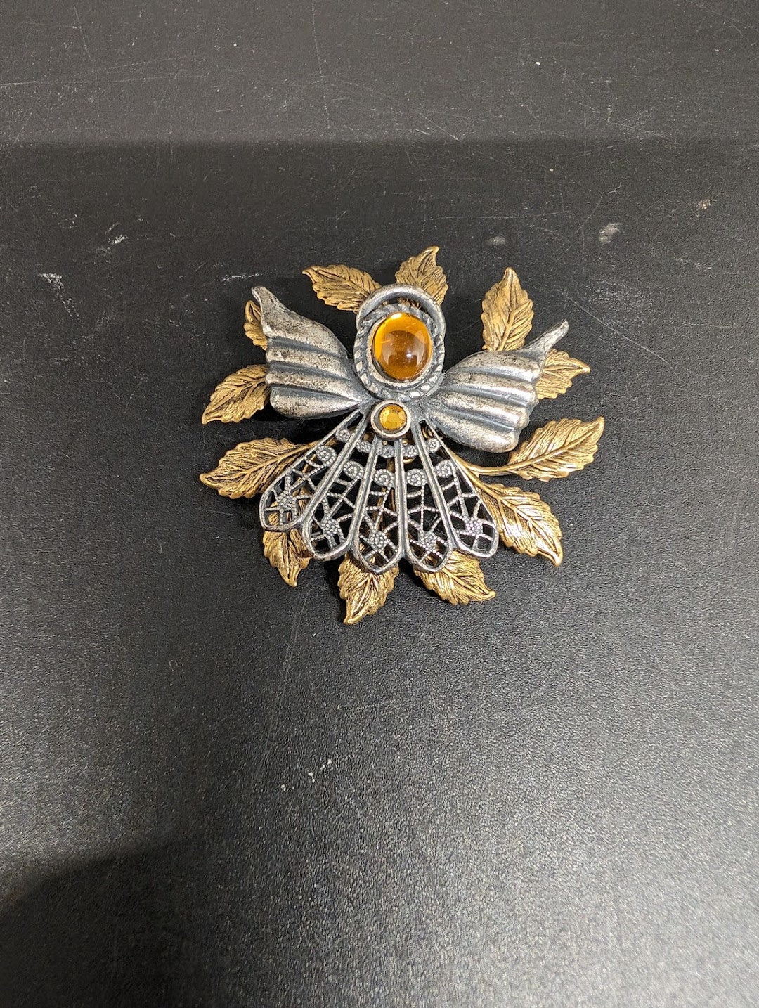 Vintage Silver and Gold Angel Brooch - Mixed Metals - Brown Honey ...