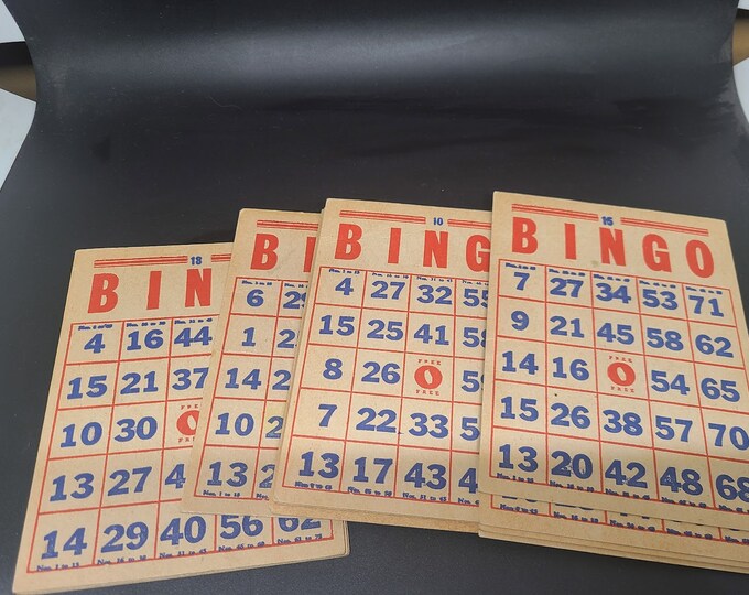 Vintage Set of 5 Blue and Red Bingo Cards - 6 X 4 1/2 Cardboard - Etsy