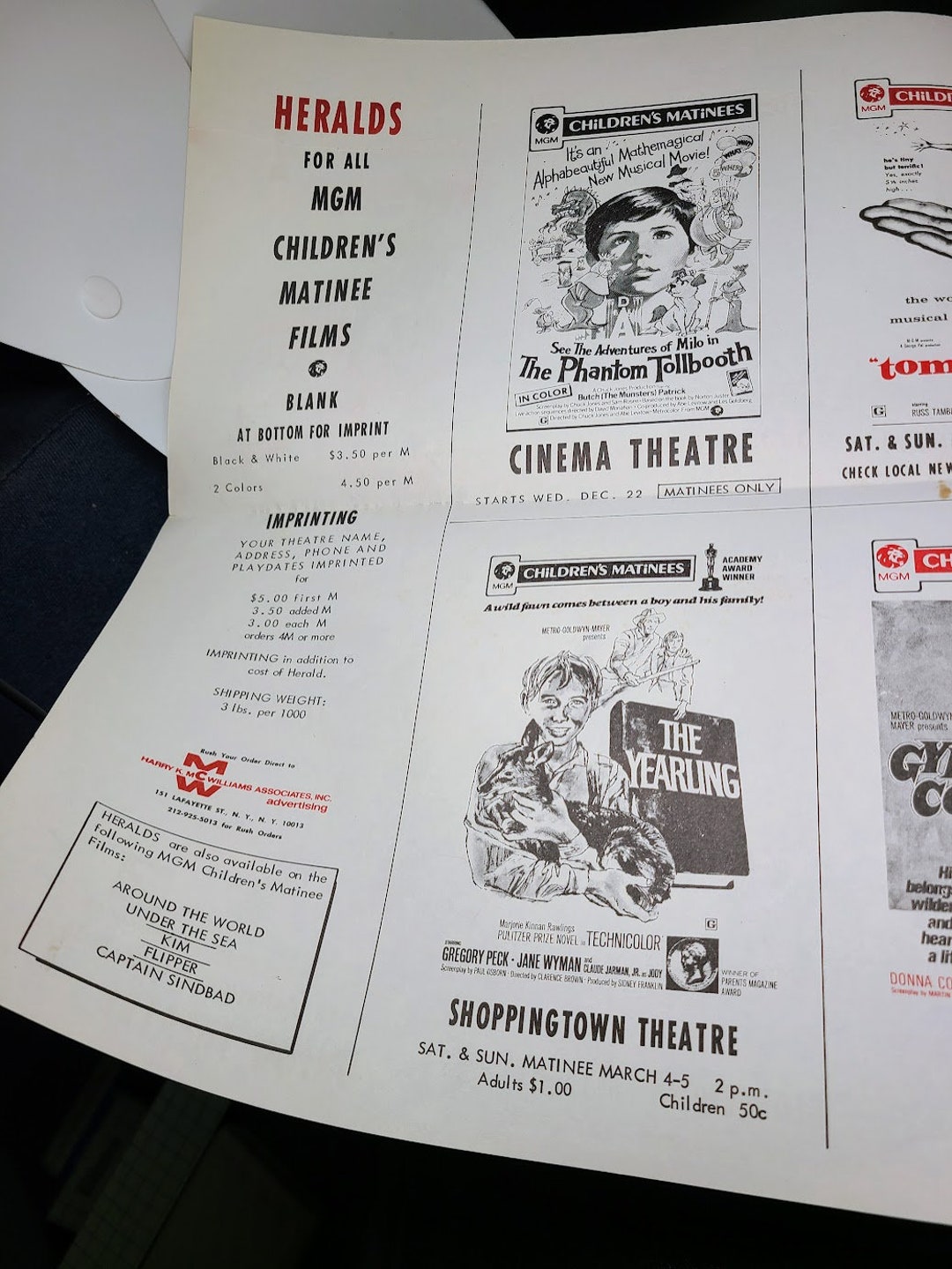 Original MGM Herald Movie Program Phantom Tollbooth - Etsy