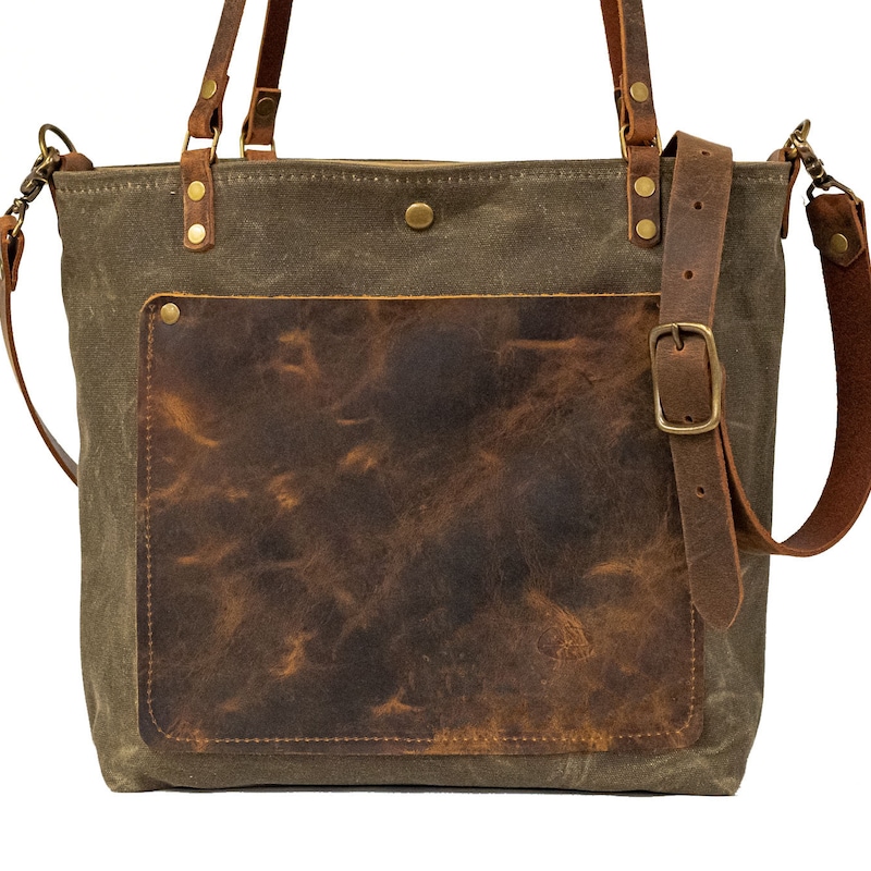 Canvas Leather Bag - Etsy