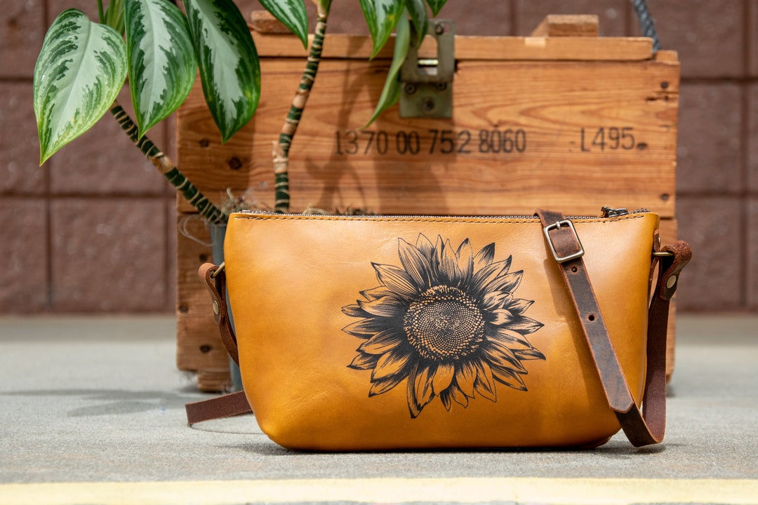 Handmade Leather Crossbody Satchel With Custom Laser Image - Made in ...