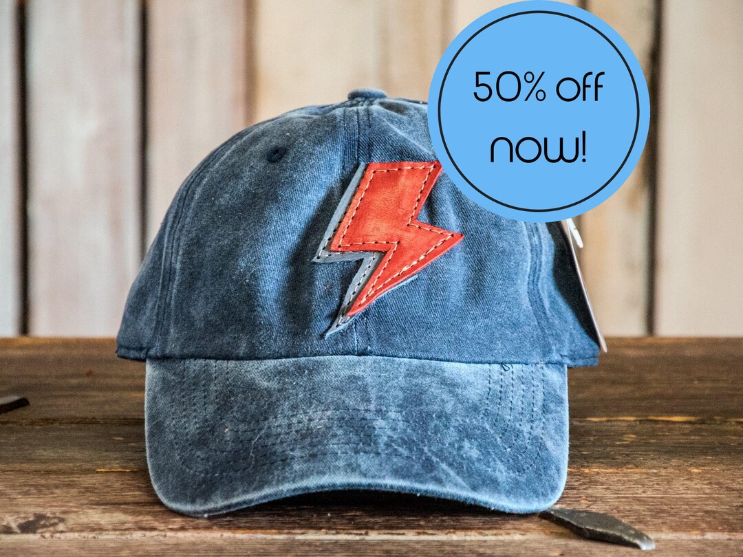 Vintage Style Ziggy Washed Blue Leather Applique Baseball Cap With ...