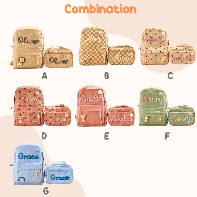Custom Kids Corduroy Backpack and Lunch Bag Set - Etsy