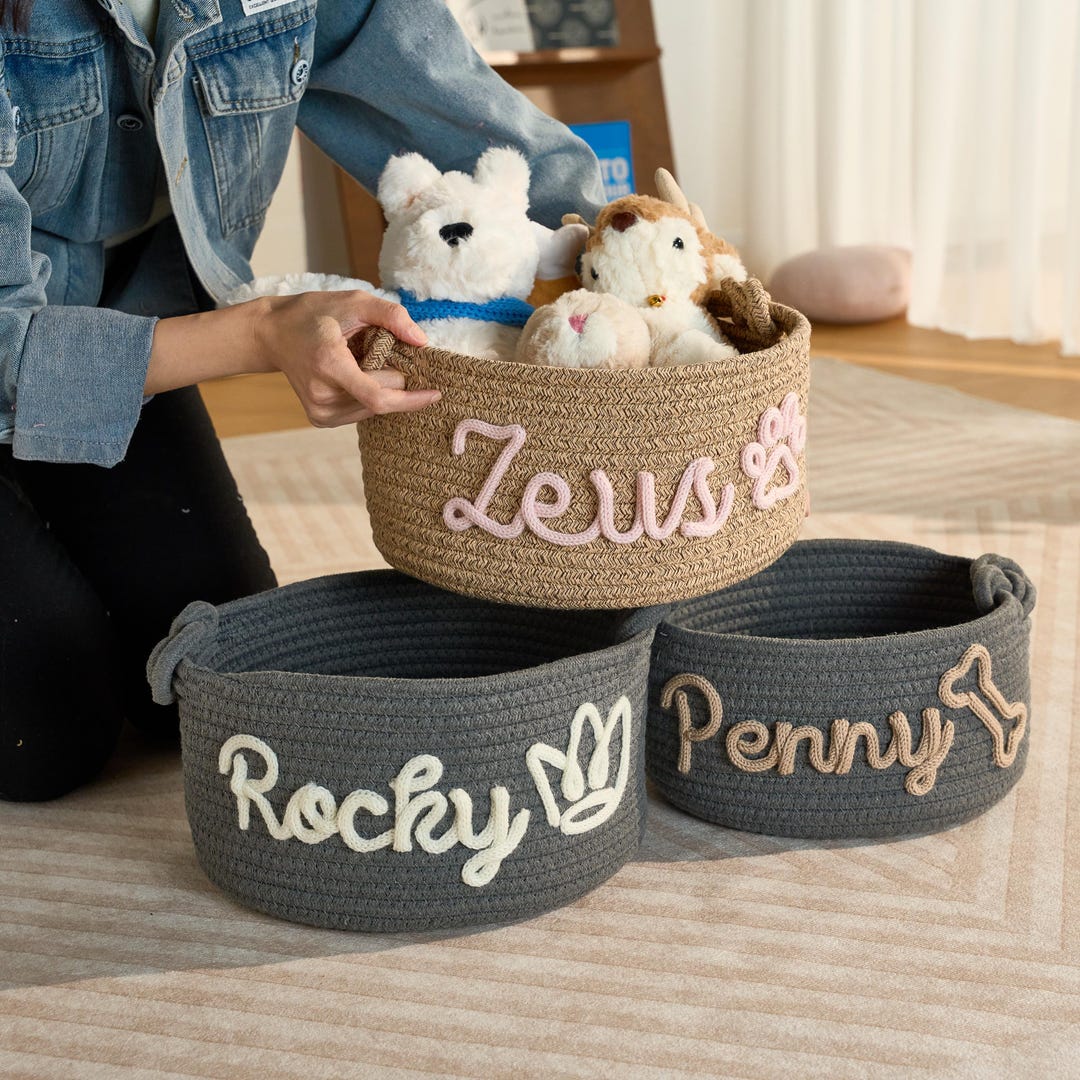 Handmade Pet Basket | Custom Name & Icon | Personalized Toy Basket - Etsy