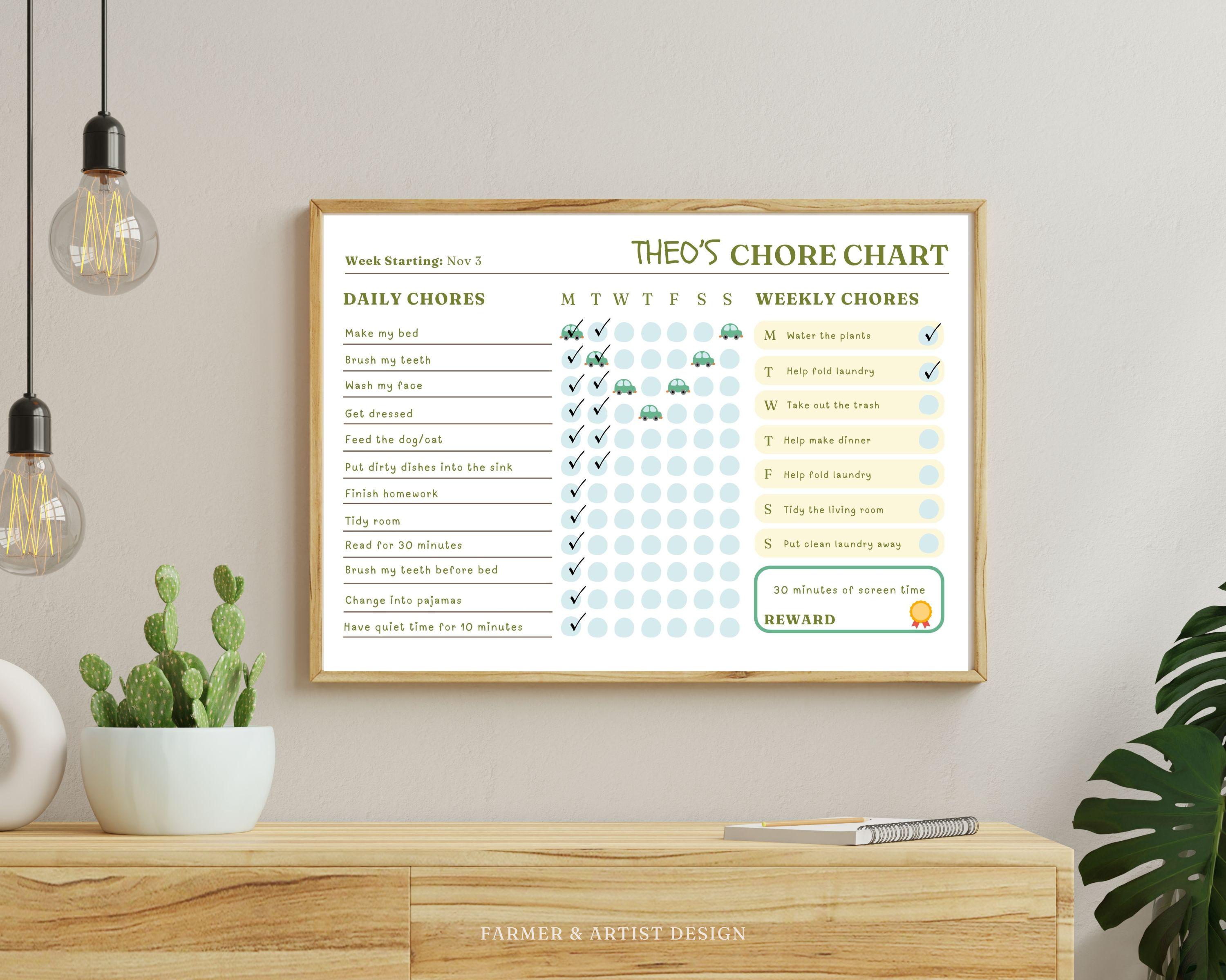Editable Kid's Chore Chart Printable Weekly Task Tracker for Kids Fun ...