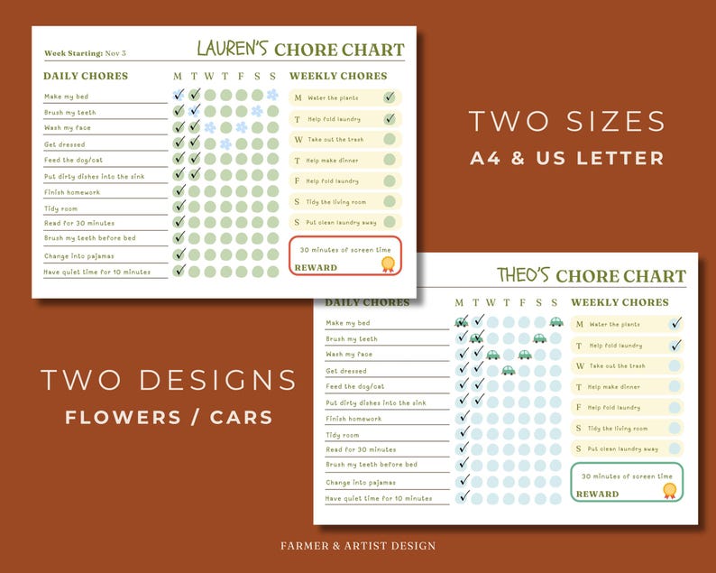 Editable Kid's Chore Chart Printable Weekly Task Tracker for Kids Fun ...